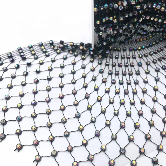 S083 Fabric Diamante Rhinestone Mesh Rhinestone Fabric Mesh For Bikini ...