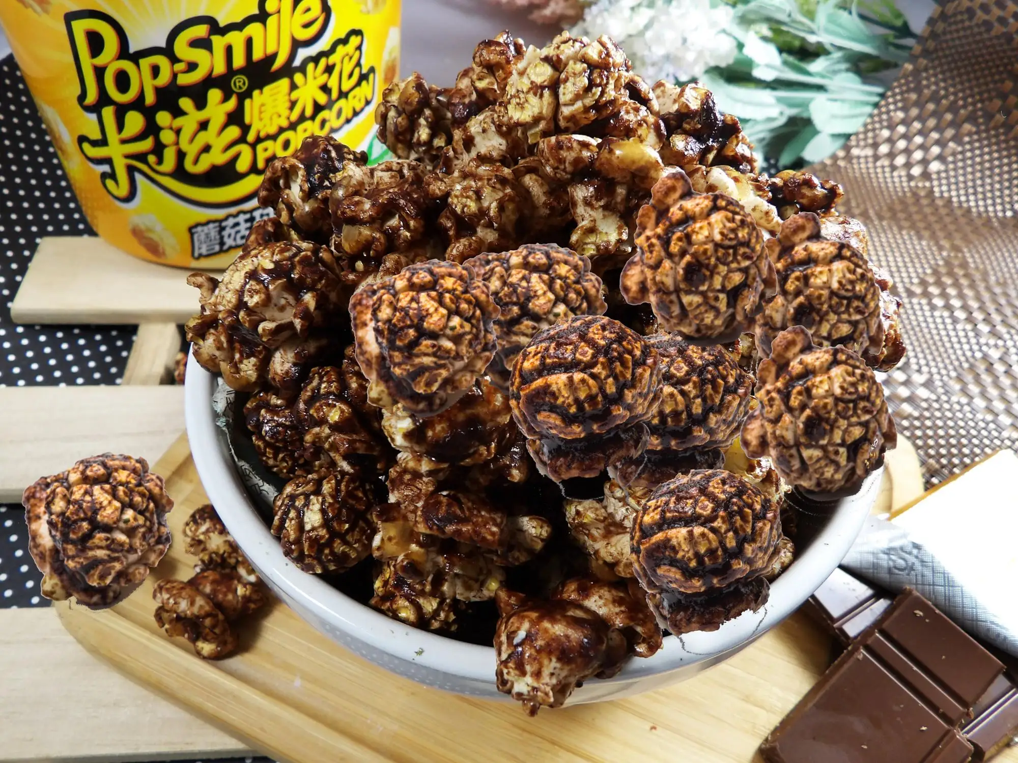 Pop - Smile Popping Popcorn Dark Chocolate Flavor Mushroom Type Bucket ...