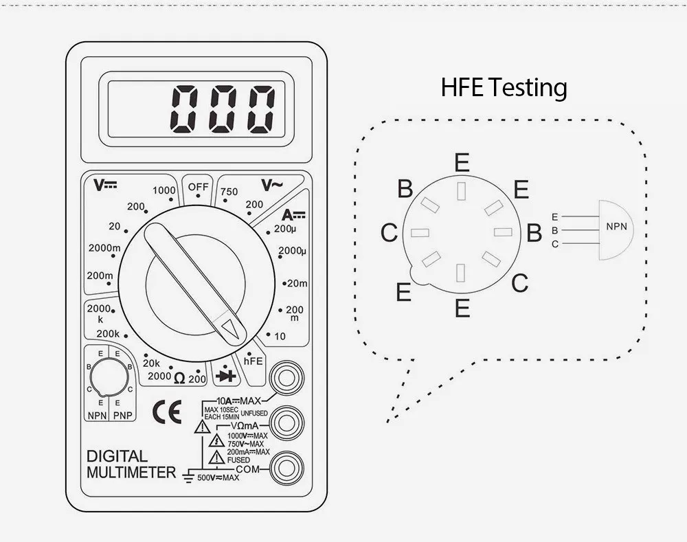 DT830B AC/DC Digital Multimeter - Precision & Portability