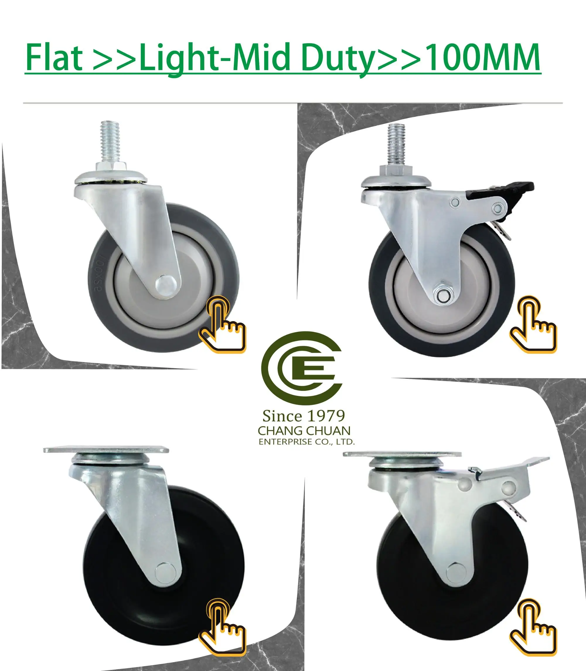 Cce Caster 4 Inch Swivel Lightweight Pin Caster Pvc Wheels - Buy 100mm ...