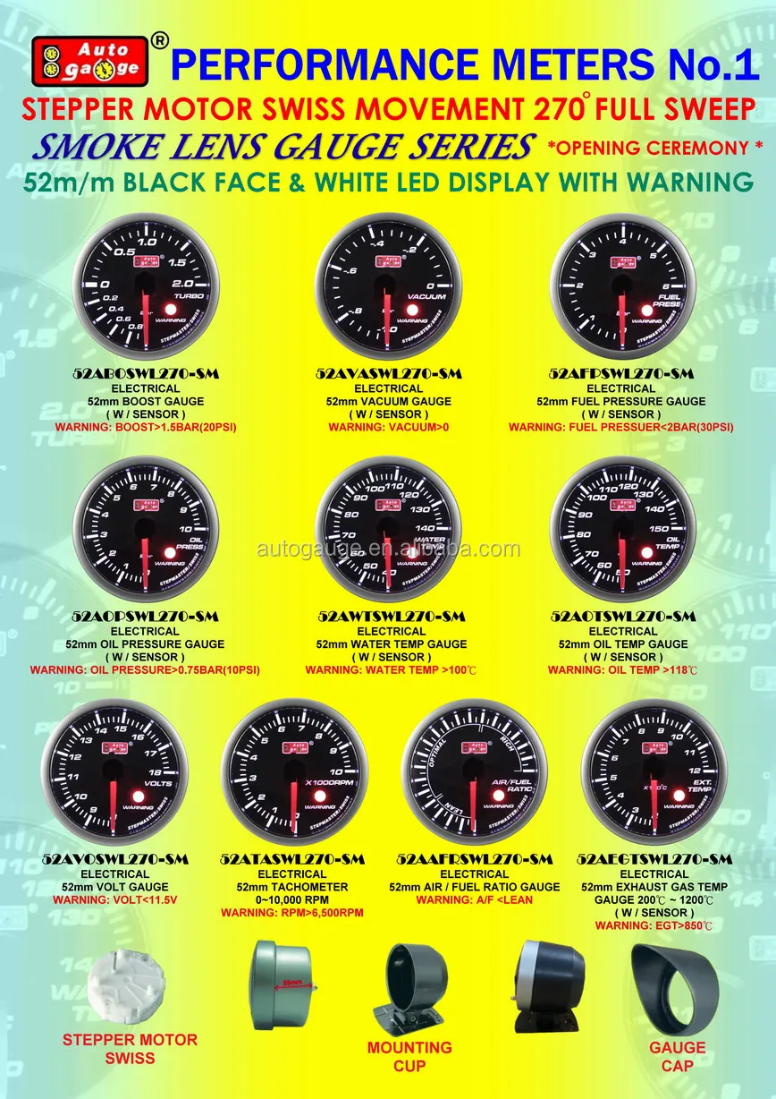 52 Mm Universal Pointer Car Tachometer RPM Gauge Meter