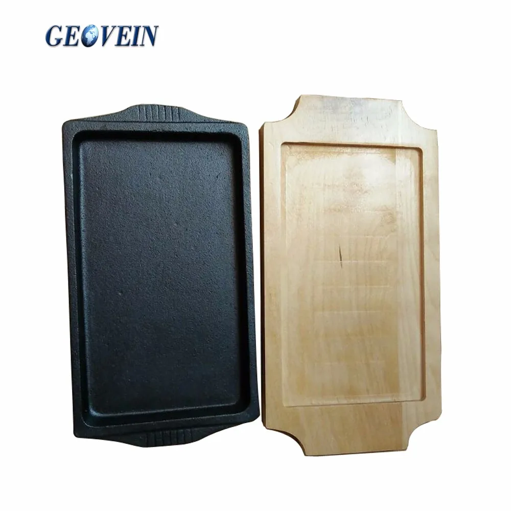 Kitchen Utensil Set Rectangle Cast Iron Fajitas Sizzle Plate Fajita Pan ...
