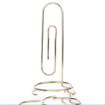 Gold Spring Wire Form Desk Paper Clip/stand Memo Clip Holder - Buy ...