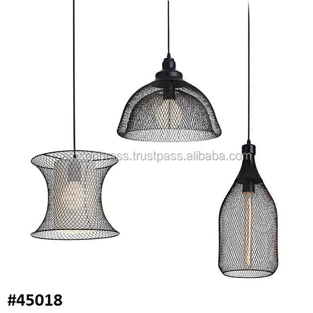 Pendant Light for Living Room Decor - Wire Mesh Metal Lamp