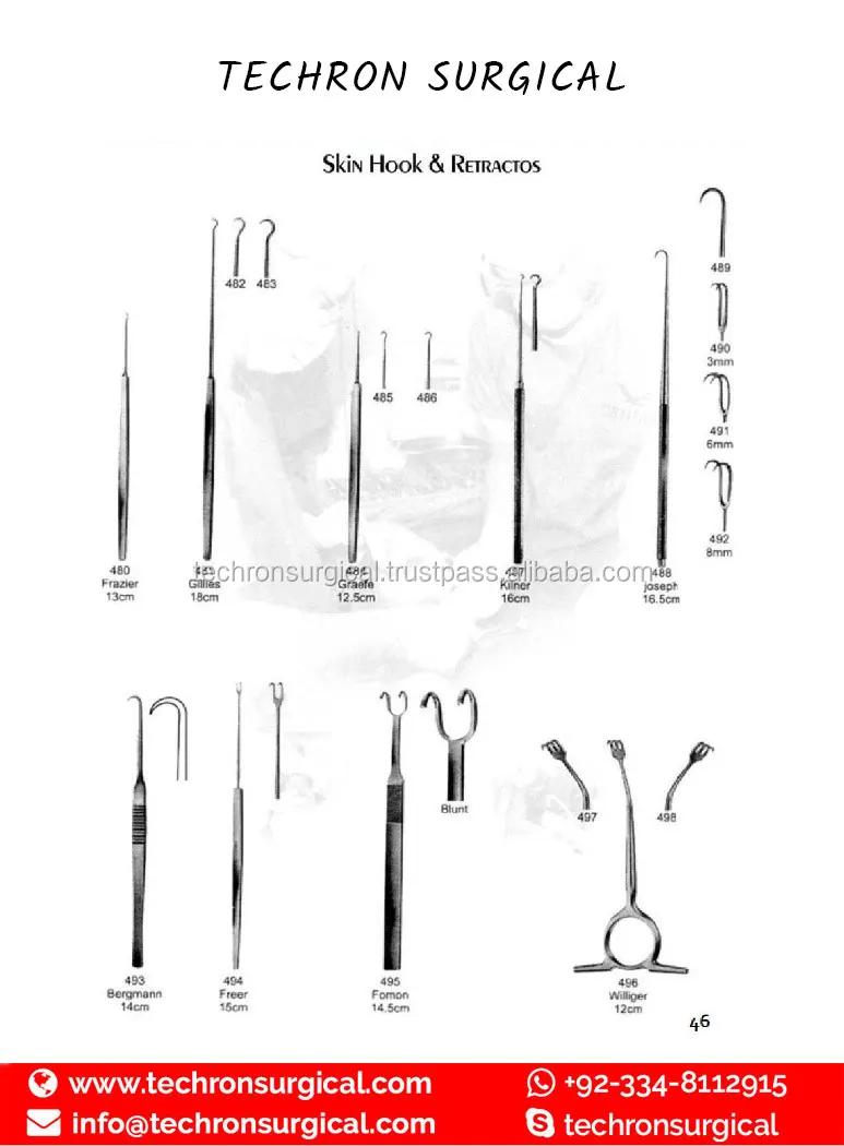 Gillies Sharp Skin Hook Retractor Plastic Surgery Instruments - Buy ...