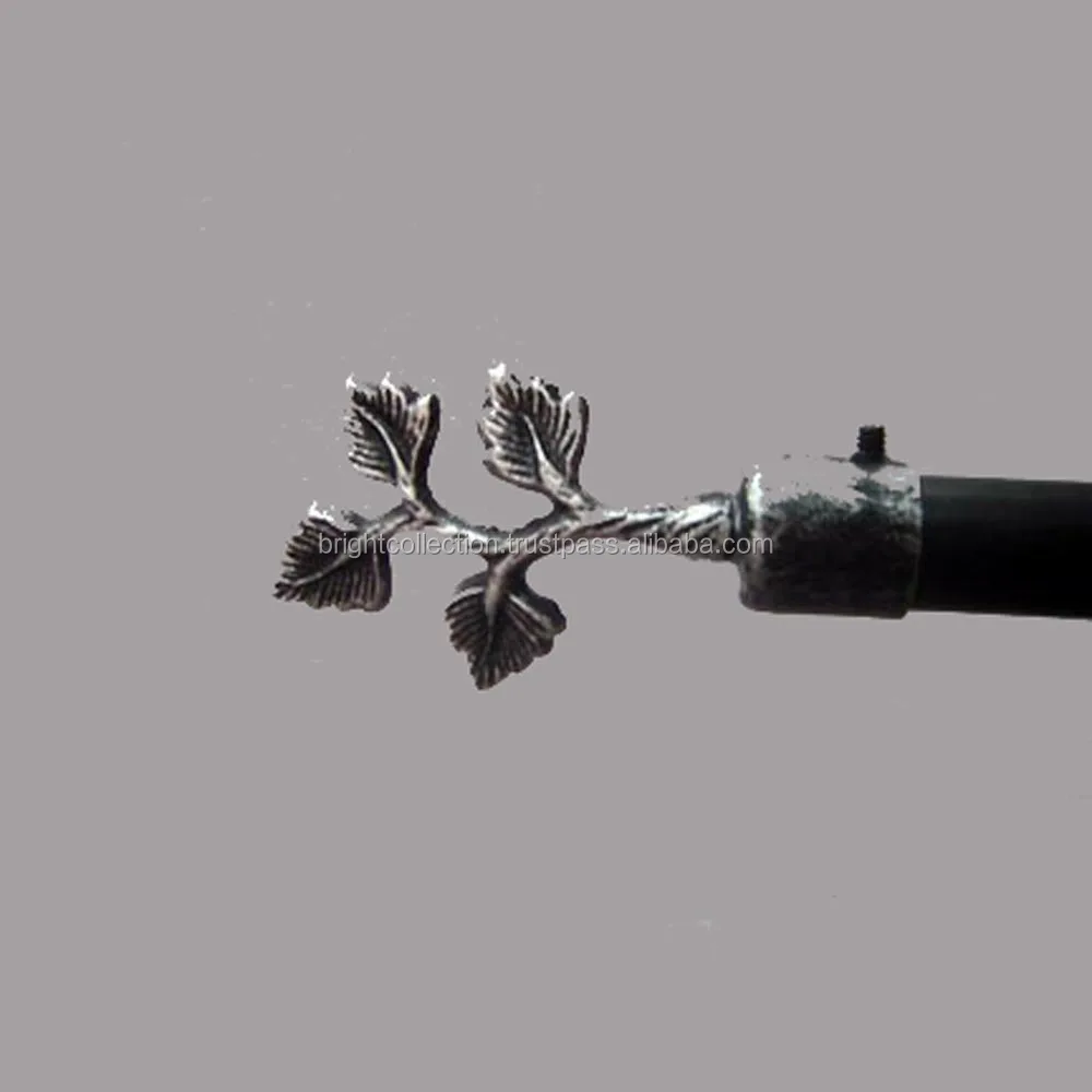 Decorative Black Curtain Rod Finial Pyramid Shape Iron