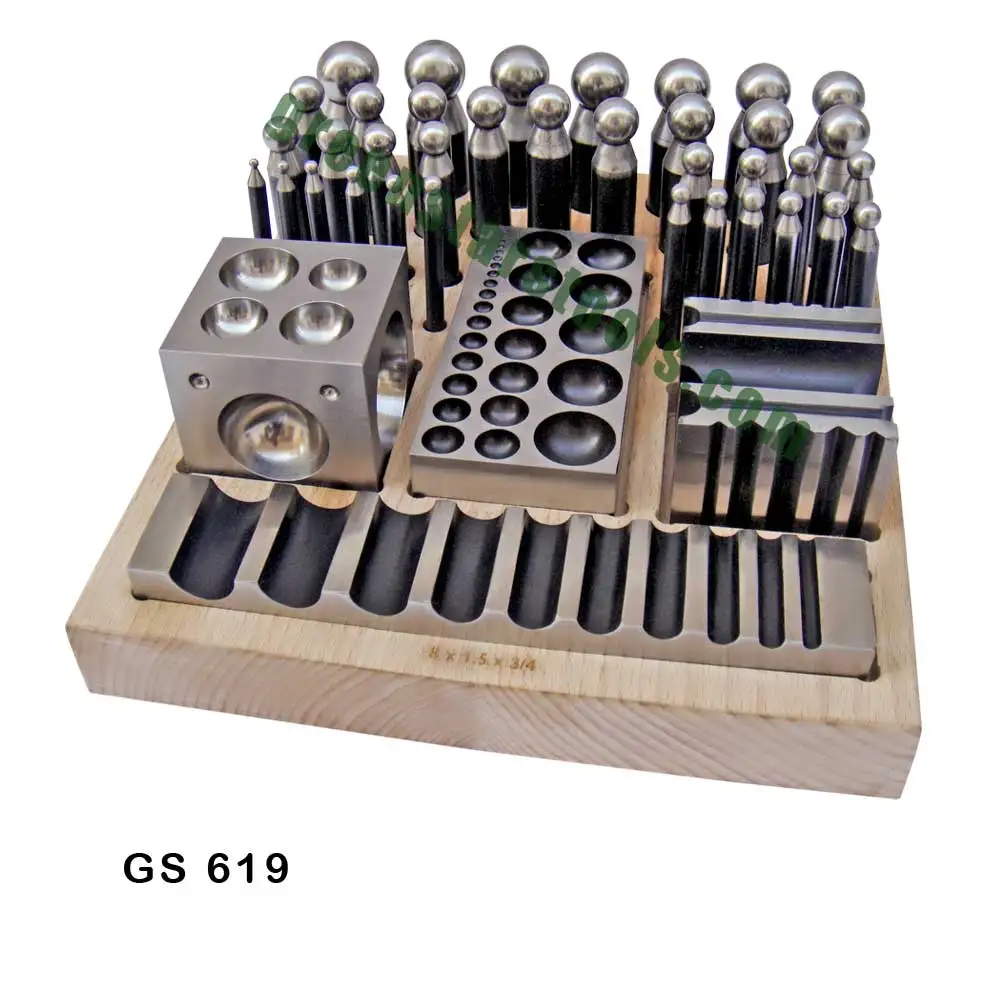DOMING PUNCH & BLOCK SET of 40 on WOODEN STAND|GS JEWELLERY MAKING ...