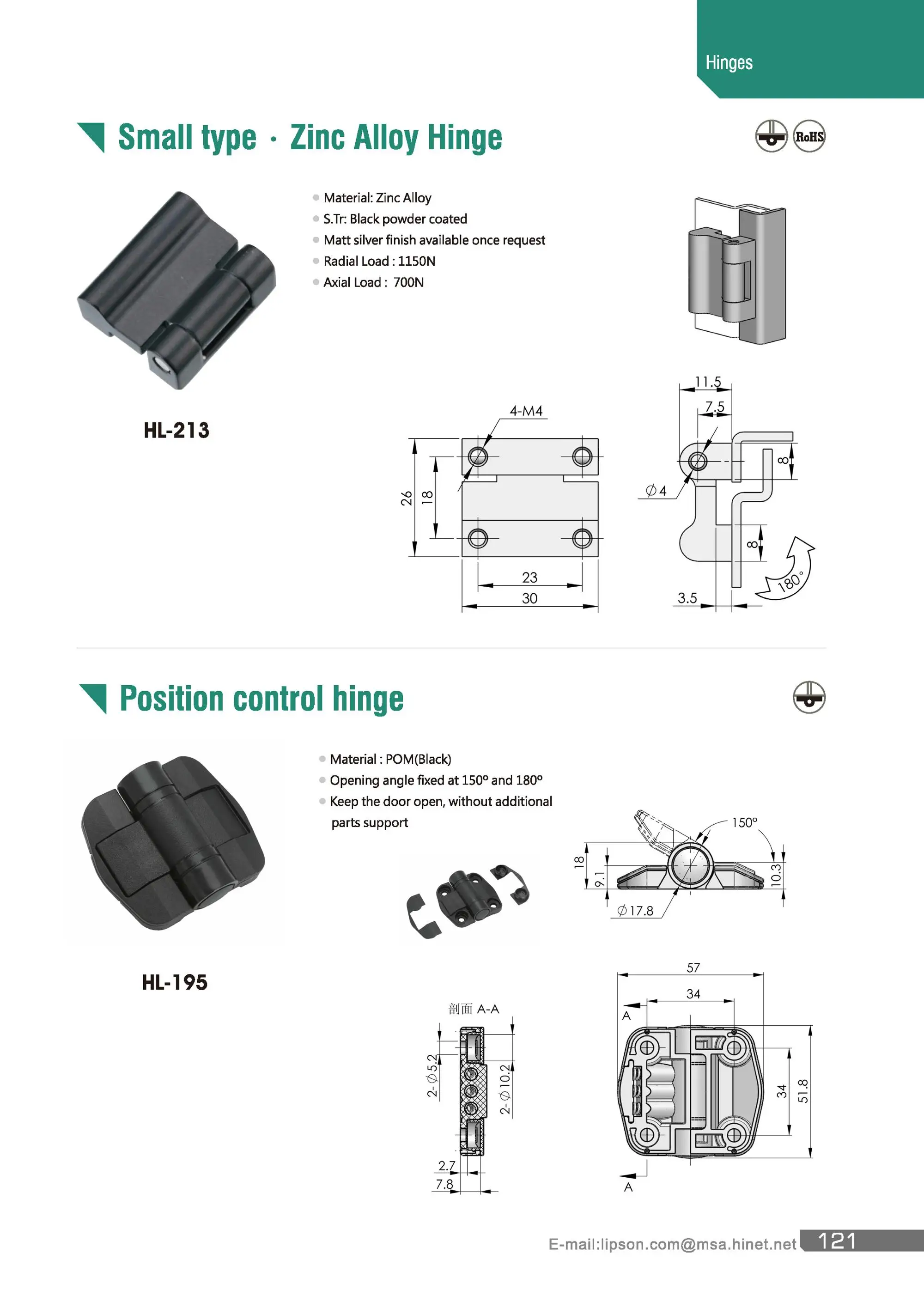 HL-195 Friction Adjustable Position Hinge - Durable & Reliable
