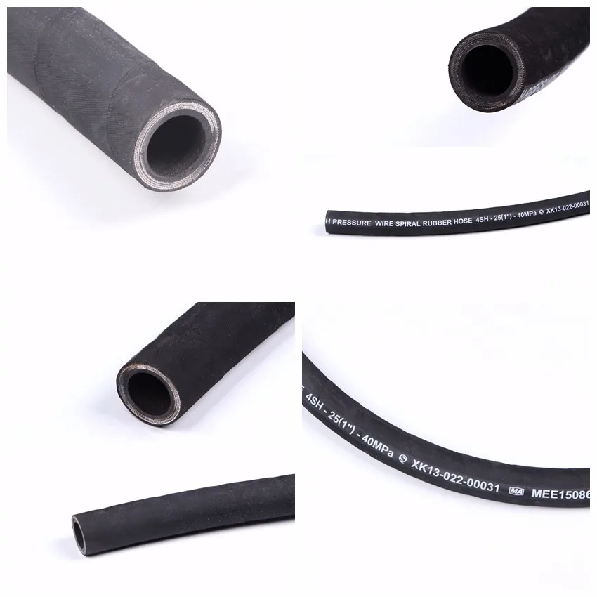 Flexible Hydraulic Pipe High Pressure Black 1 Inch Rubber Hose For 4sh ...