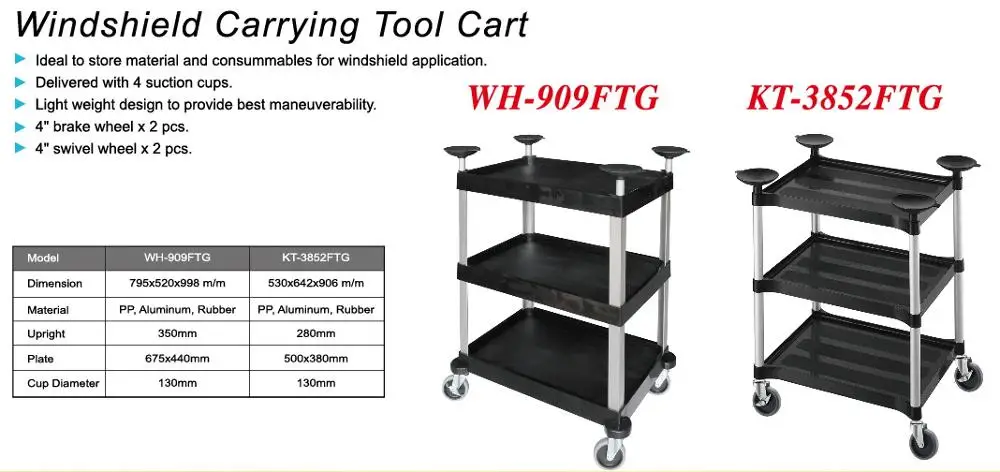 Windshield Transport Trolley / Tool Cart With Suction Cups - Buy Glass ...