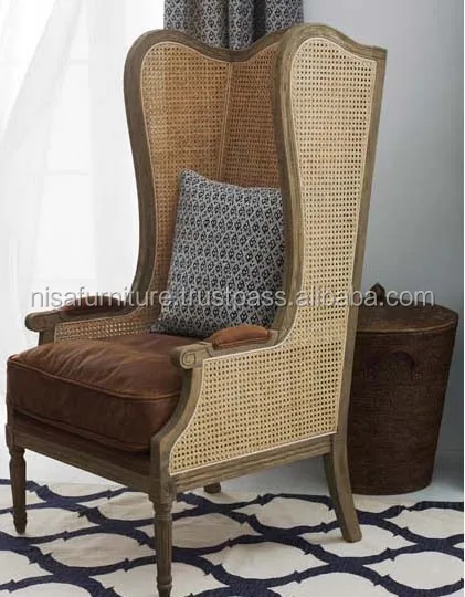French High Wing Back Rattan Wicker Mahogany Solid Wood Royal Living ...