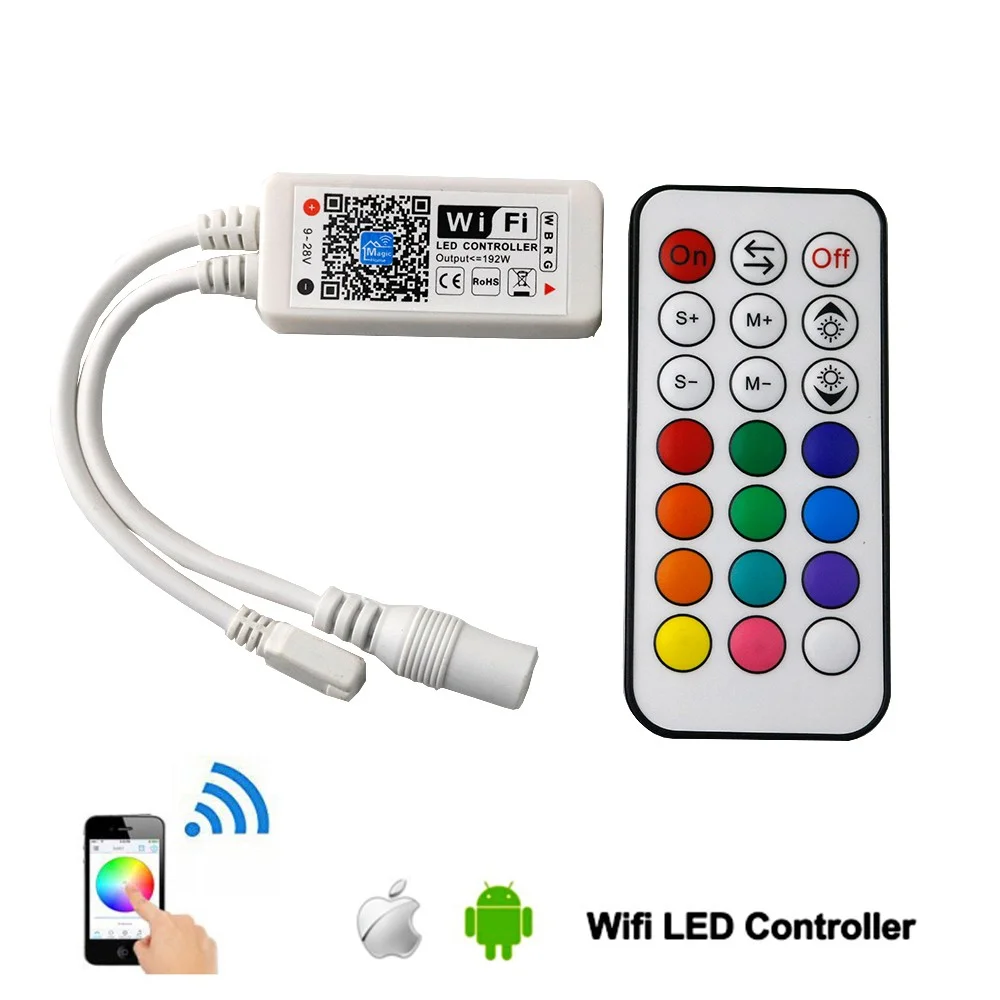 Mini DC 5V 12V 24V WiFi RGBW Controller With 21Key RF Remote Control ...