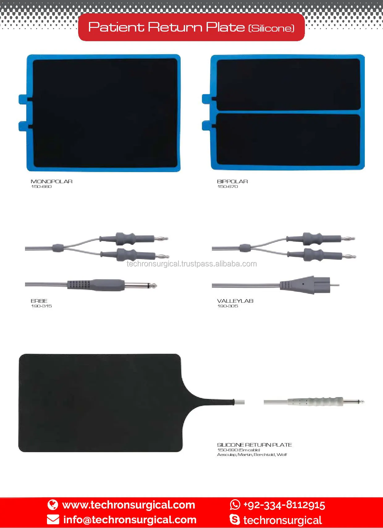 Silicone Rubber Patient Plate With Hifi Connector - Buy Bipolar ...