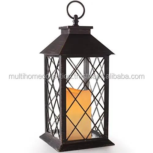 Black Coated Rectangular Lantern For Hanging Decor Balcony Lobby Lawn ...