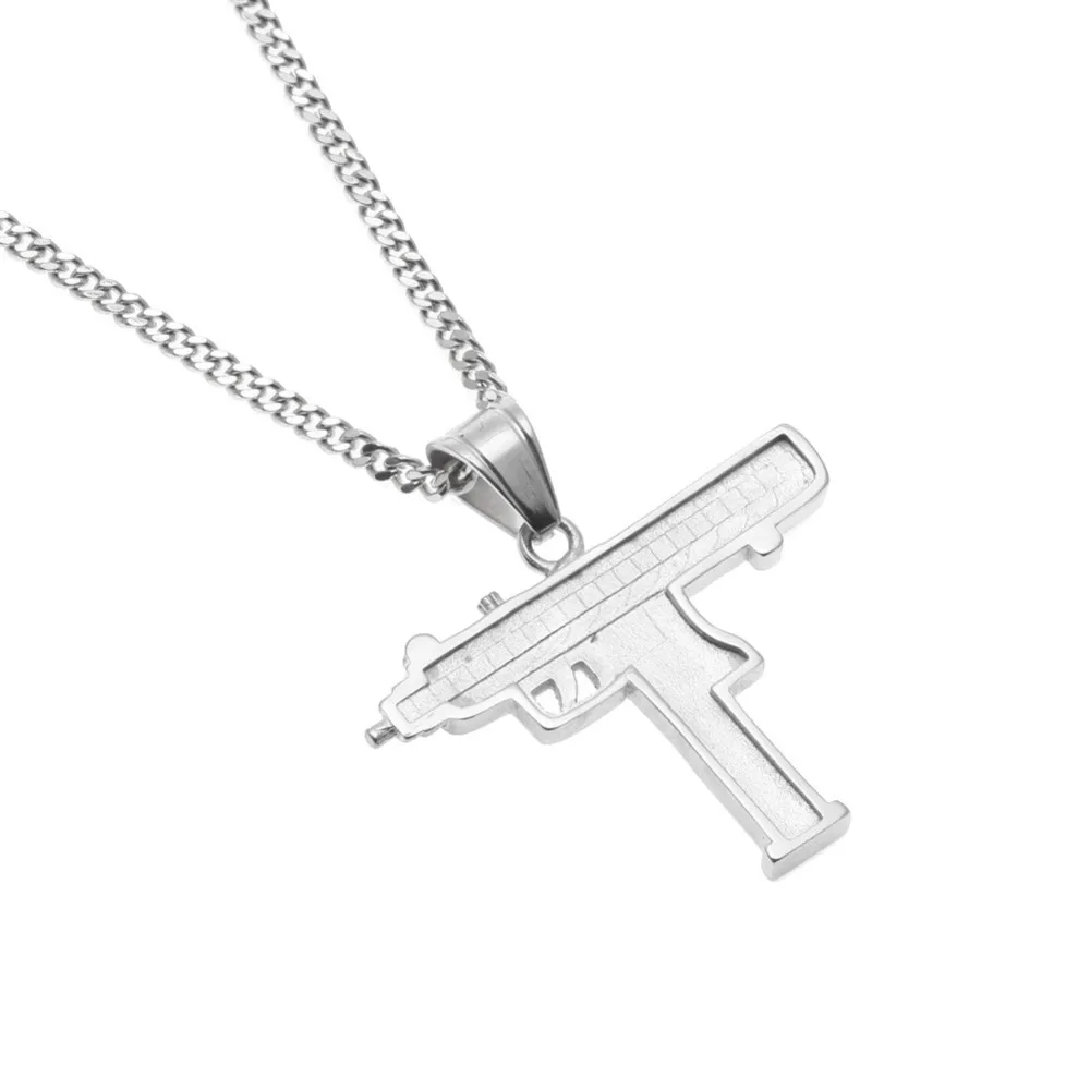 Iced Out Uzi Submachine Gun Pendant Diamond Cut Chain Necklace Brand ...