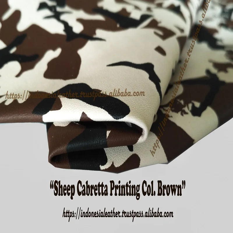 Custom Leather Printing Sheep Cabretta Camouflage Light Brown Color ...