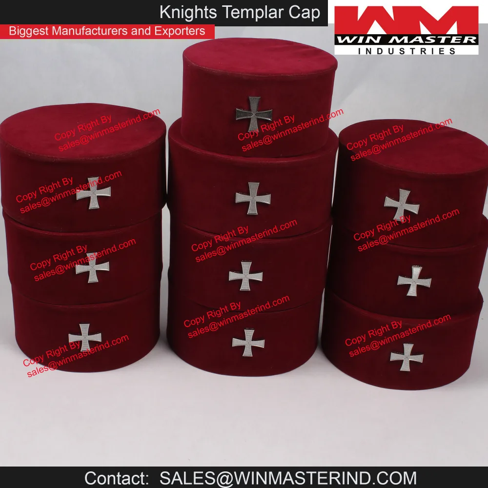 Knights Templar Cap Masonic Ceremonial Cap Preceptor Regalia Cap & Hats ...