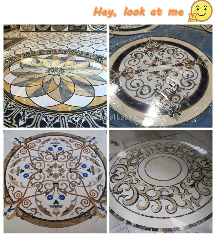 Round Waterjet Cut Pattern Mosaic with Marble for Hotel Foyer Flooring ...