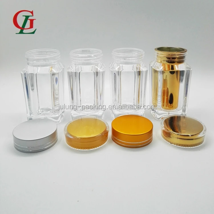 60cc Square Acrylic Plastic Capsules Bottle Healthy Care Product Double ...