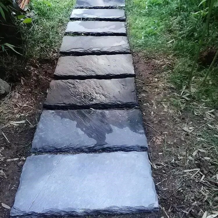 Rectangle Garden Stepping Stones - Durable Black Slate