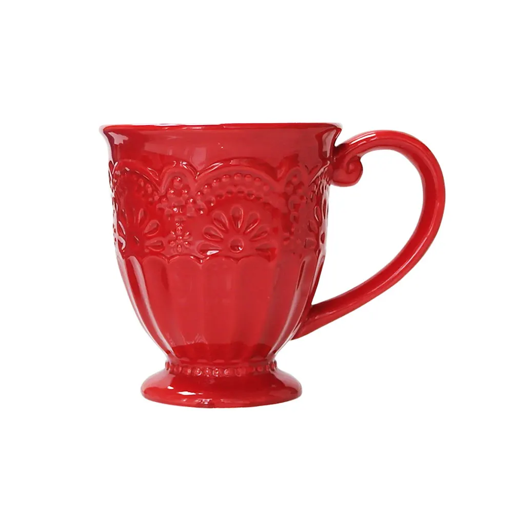 10oz, Delicate Flower Etched Cut Beautiful Floral Carved Design Mug ...