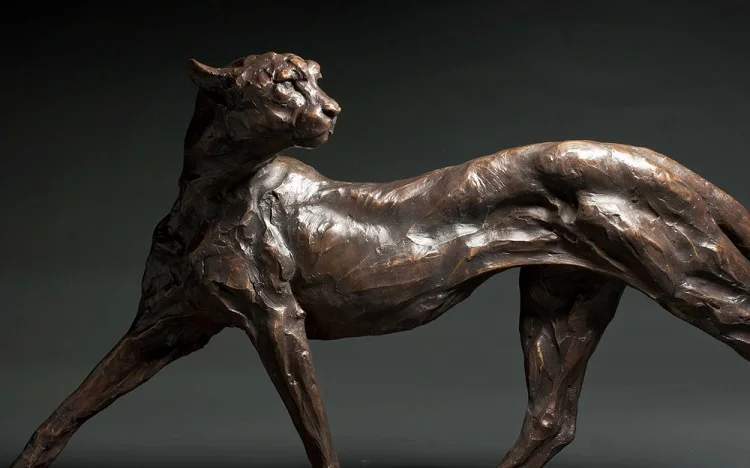Bronze Cheetah Sculpture: Life Size Cheetah Statue for Garden Park ...