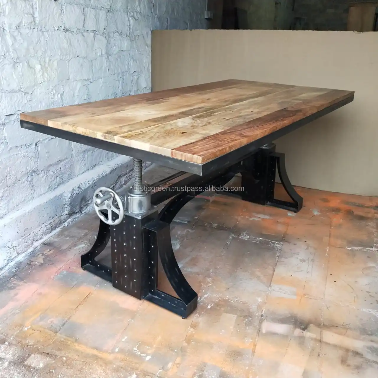 White Hure Crank Table Base - Durable & Stylish Furniture