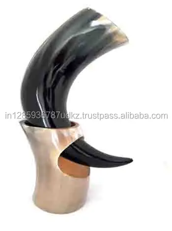 Best Selling Horn Cup Brass Dressed Set Of 2 Buffalo Horn Cup Shot ...
