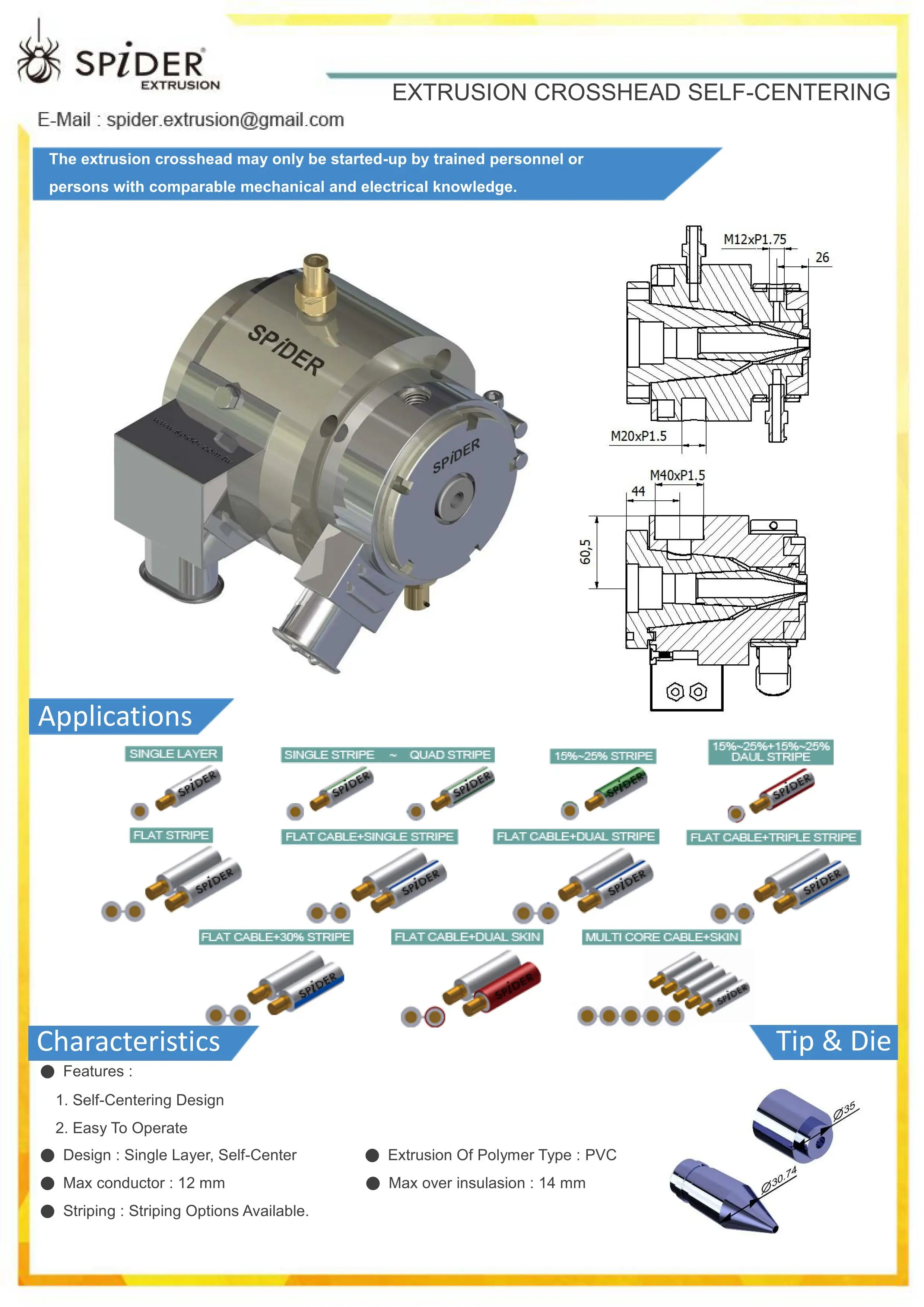Double Layer Pvc Wire Co-extrusion Spider Die Coating Head Crosshead ...