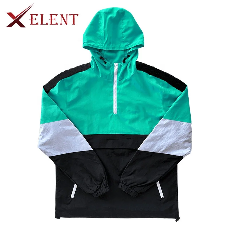 Blank Custom Pullover Windbreaker Men's Hooded With Half Zip With ...