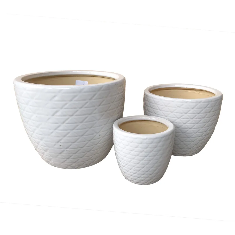 Hanging Plant Pot,Carved Ceramic Pot Set Of 3pc Flower Pots & Planters ...