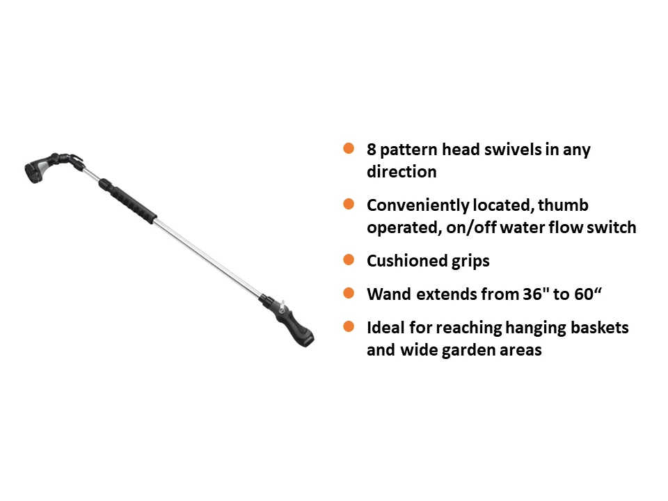 8 Patterns Telescopic Water Wand Thumb Control Water Sprayer Garden ...