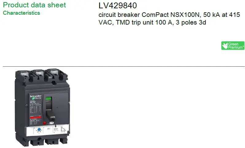 Schneider NSX100N - Reliable Molded Case Circuit Breaker