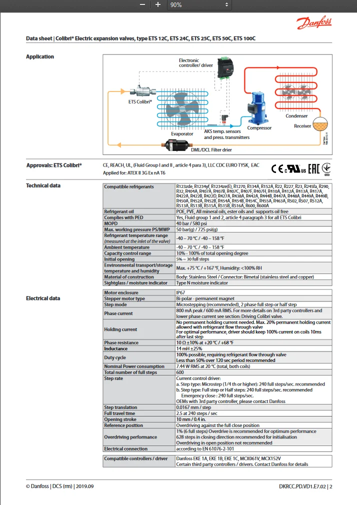 Danfoss 팽창 밸브,Ets 6 08 034 6 24c 25c 50c 100c 350 400 Eu 공급자를 모든 모델 사용할 ...