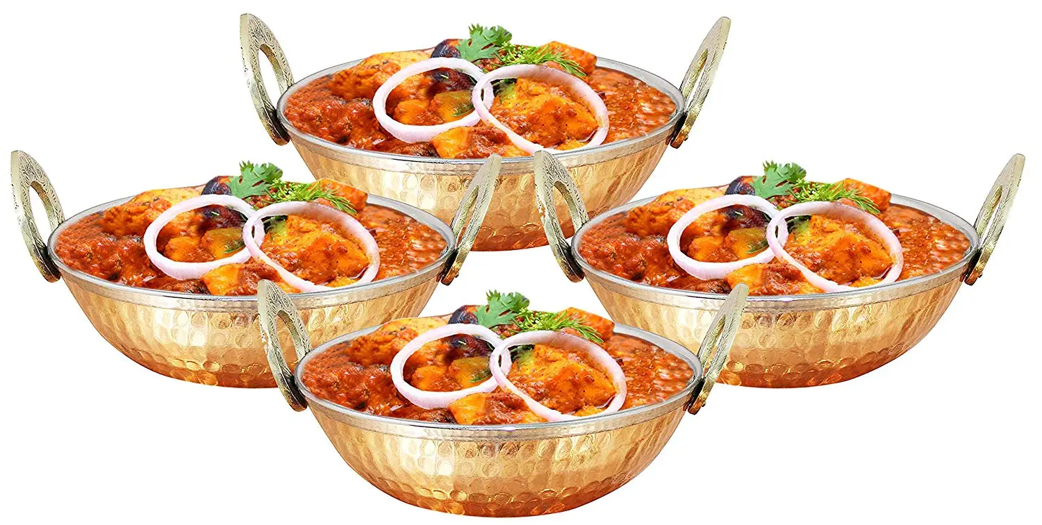 Stainless Steel Pure Copper Hammered Balti And Solid Handle - Buy ...