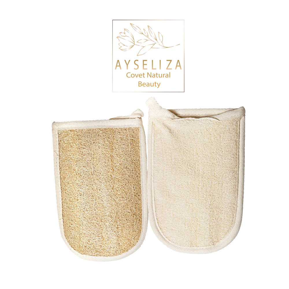 Natural Loofah Exfoliating Dual Sided Mitt Belt By Ayseliza Pad Terry ...