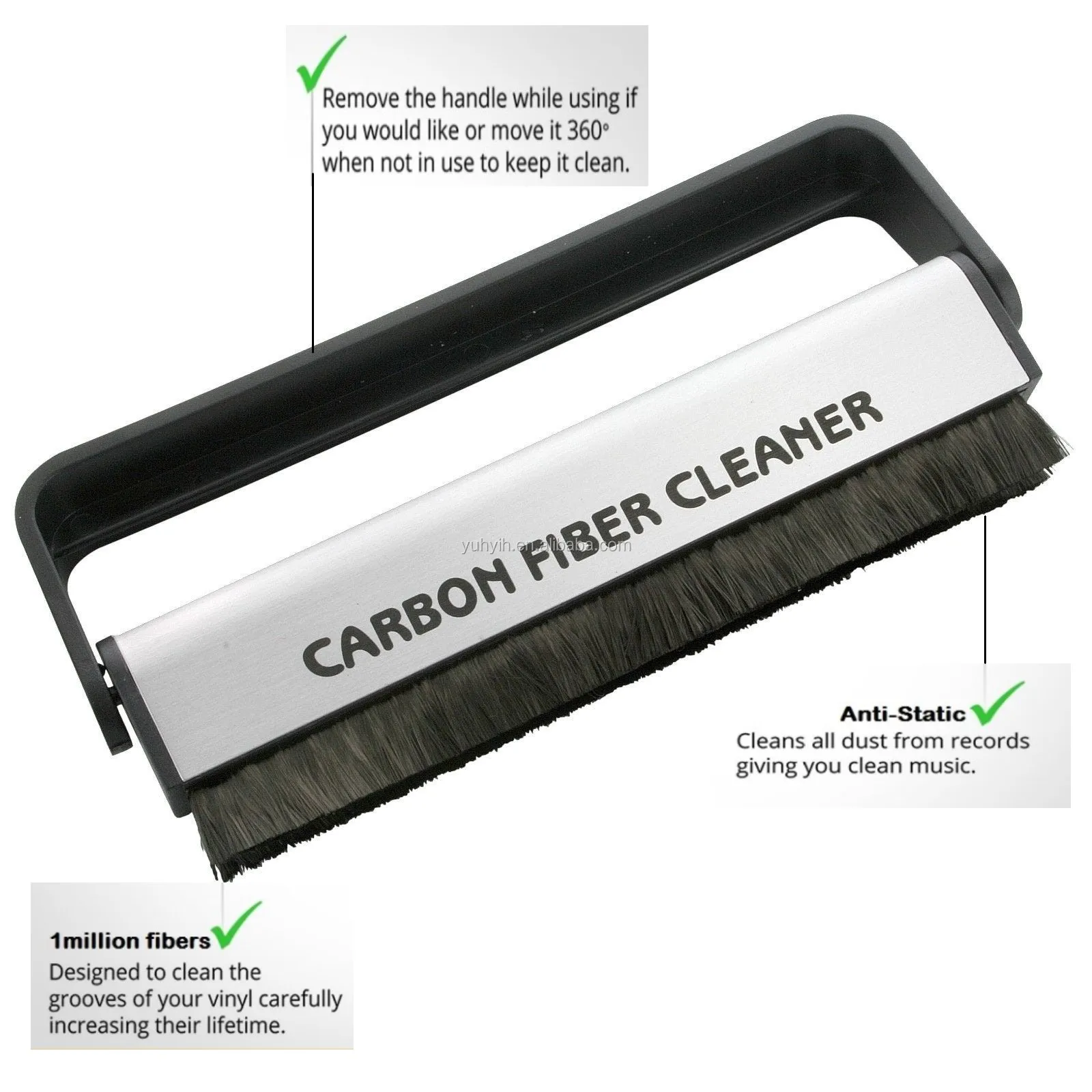Dry Cleaning Carbon Fiber Anti-static Vinyl Record Cleaner Brush ...