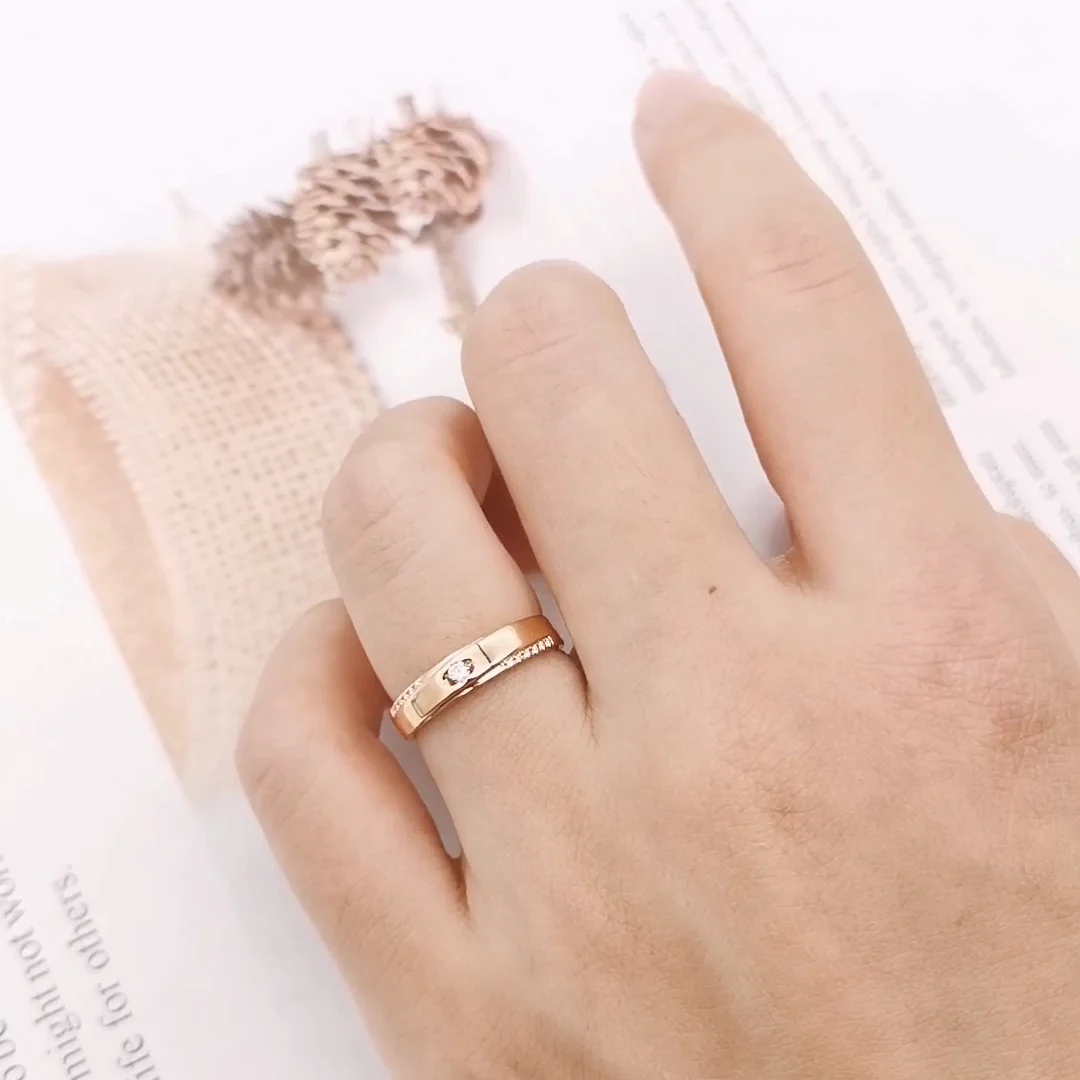 Elegant 18k Real Solid Gold Lover Ring Fine Jewelry 18k Rose Gold ...