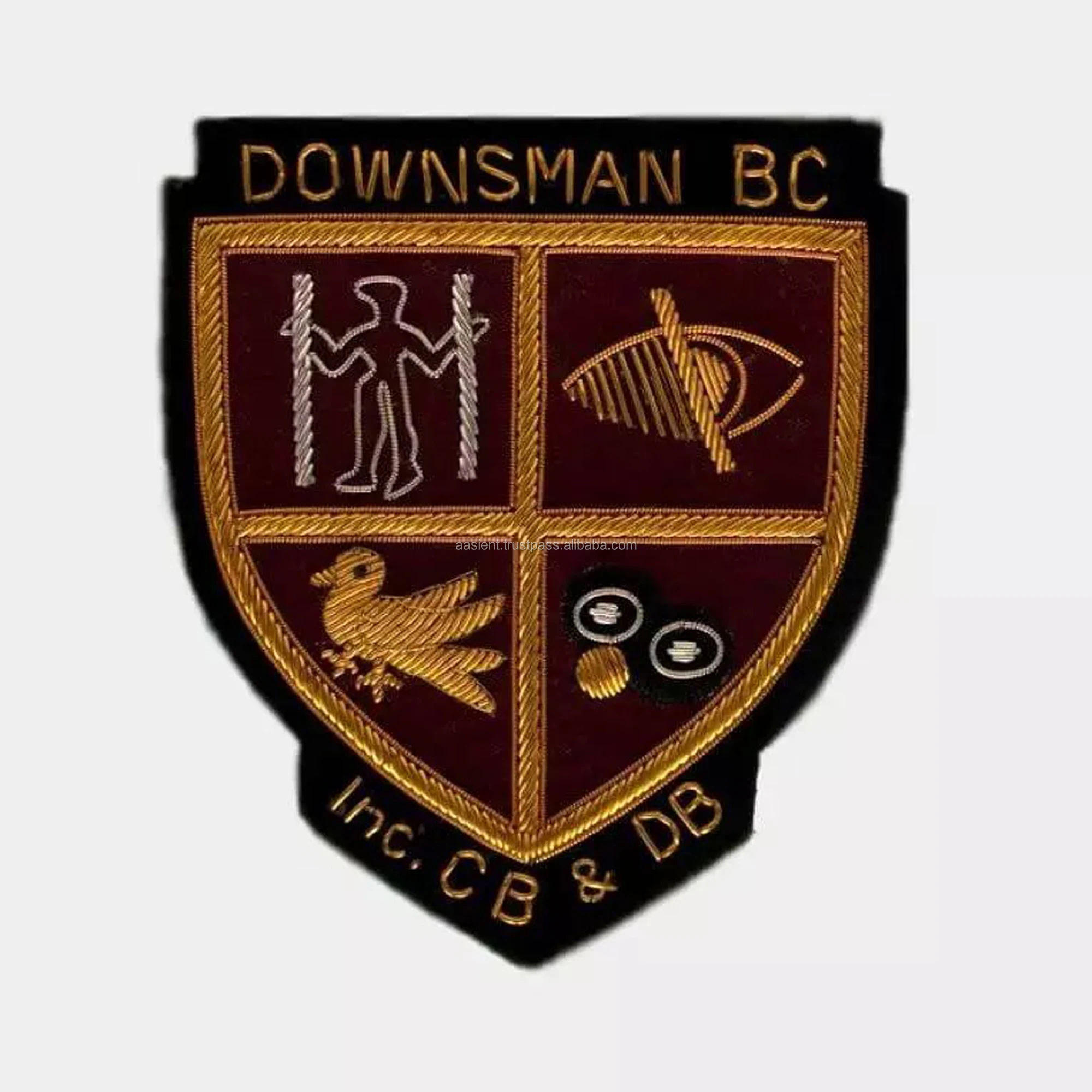 Hand Embroidered Blazer Badge Crest With Gold Bullion Wire Patches ...