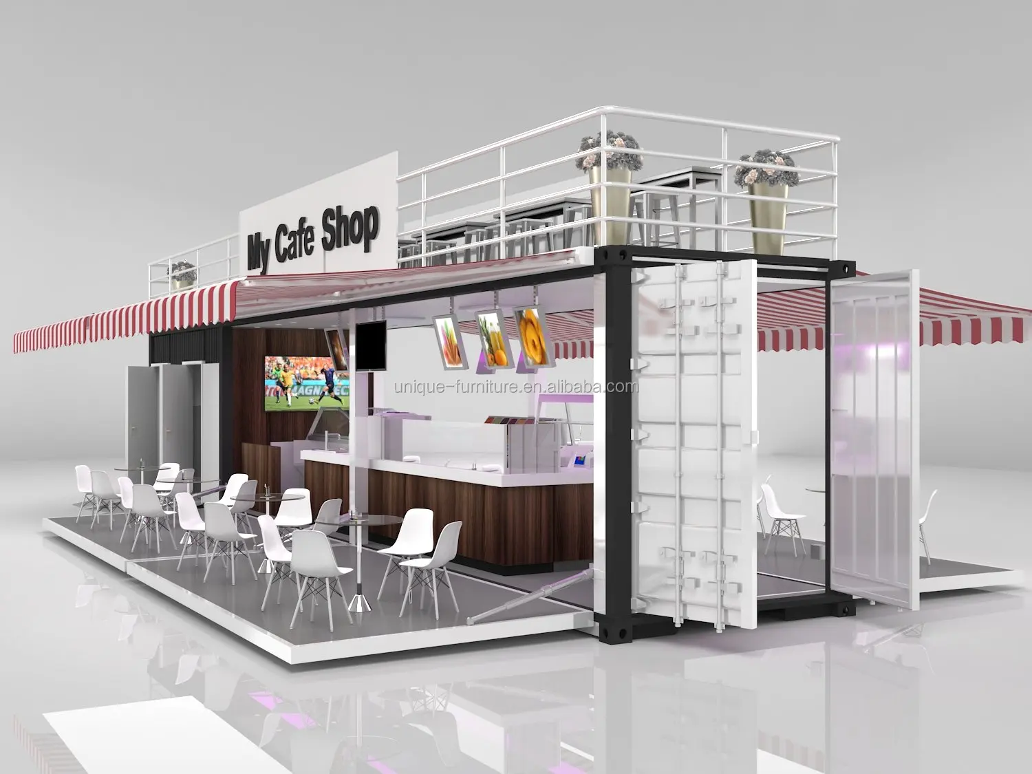 40 GP Shipping Container Coffee Shop & Portable Restaurant Design