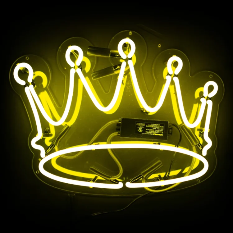 Corona De Neón Led De Forma De Color Amarillo Decoración Arte Luces De ...