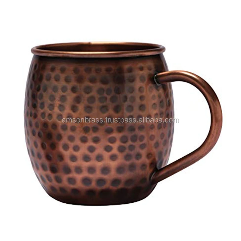 Beer Mug Antique Hammered Solid Copper Moscow Mule Mug Metal Design ...