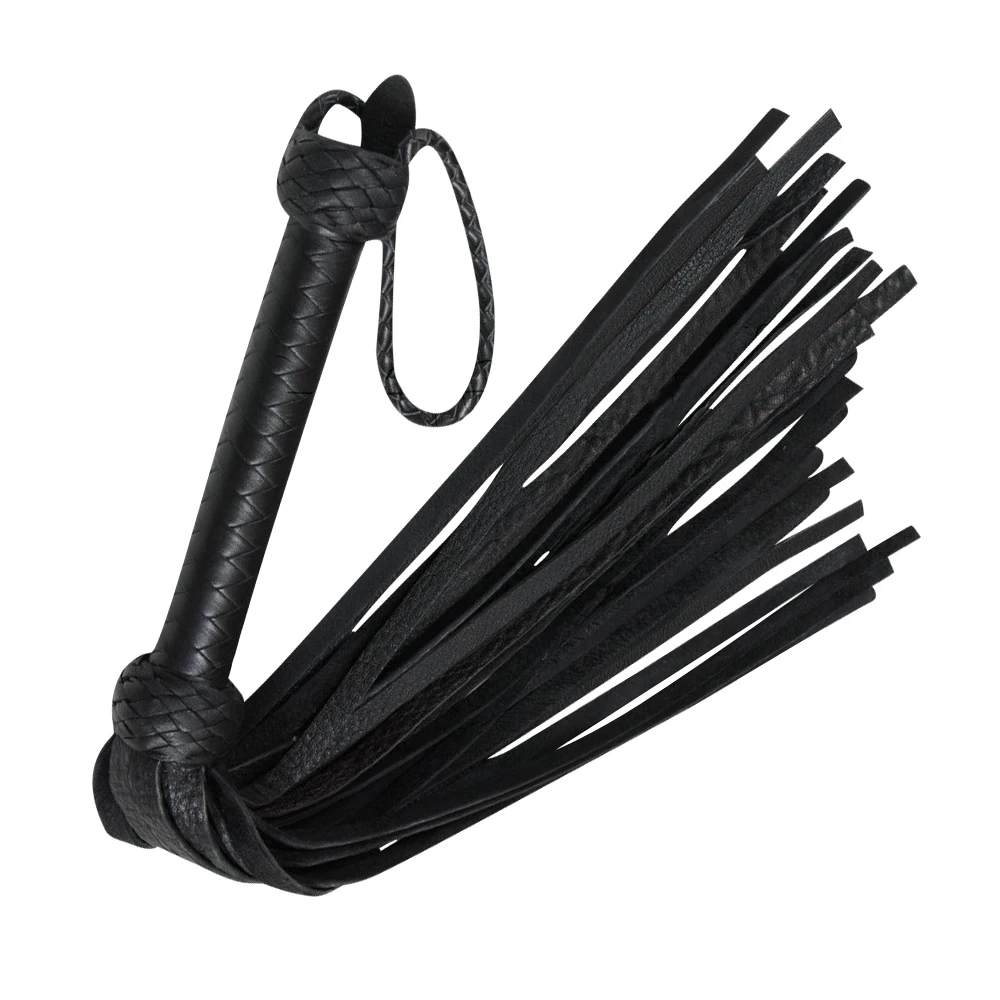 100% Genuine Bull Hide Leather Flogger 25 Tails Whip Heavy Duty Black ...