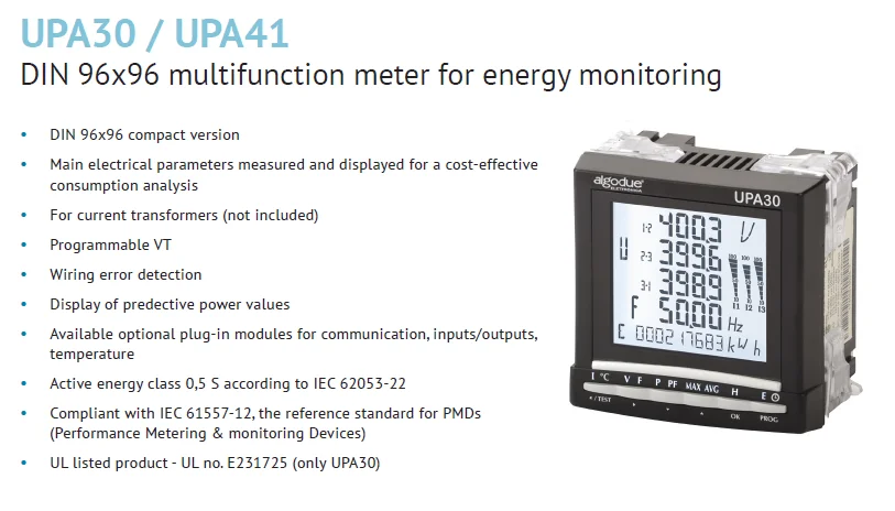 PMD Three-Phase Smart Energy Meter UPA41 by Algodue