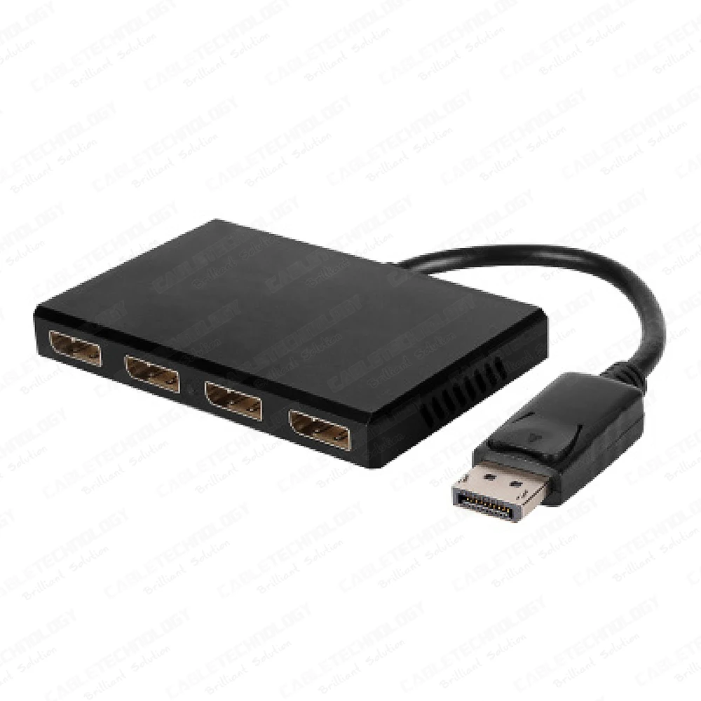 4 Port Displayport Mst Hub Adapter- Dp 1.2 To 4x Dp Multi Monitor ...