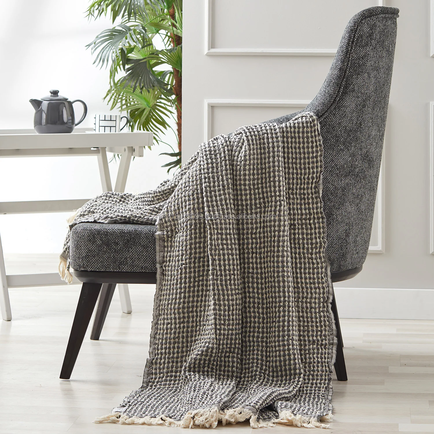 Waffle Turkish Throw Blanket - 100% Cotton Luxury Touch
