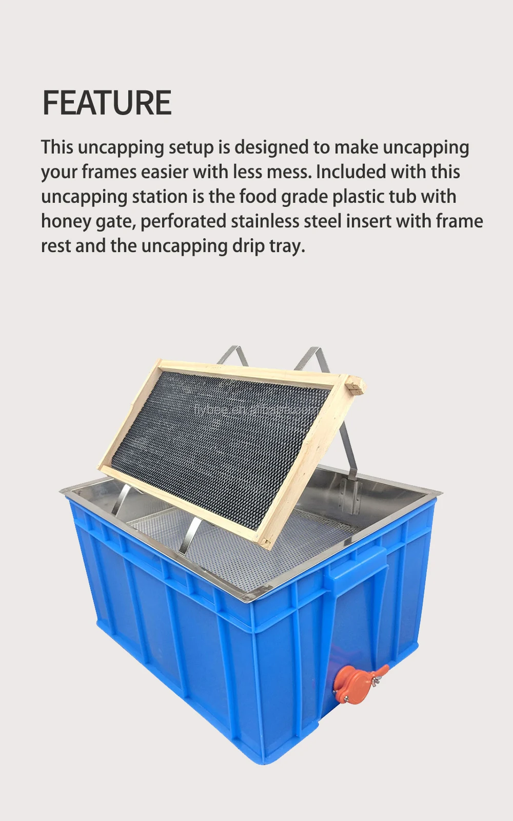 SS Honey Uncapping Tank & Tray Station - Beekeeping Tools