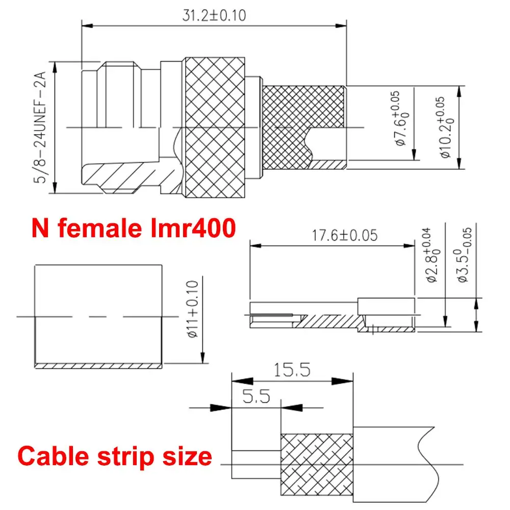 Crimping Type N Female Connector For Rg58 Lmr400 Lmr195 - Buy N Type ...