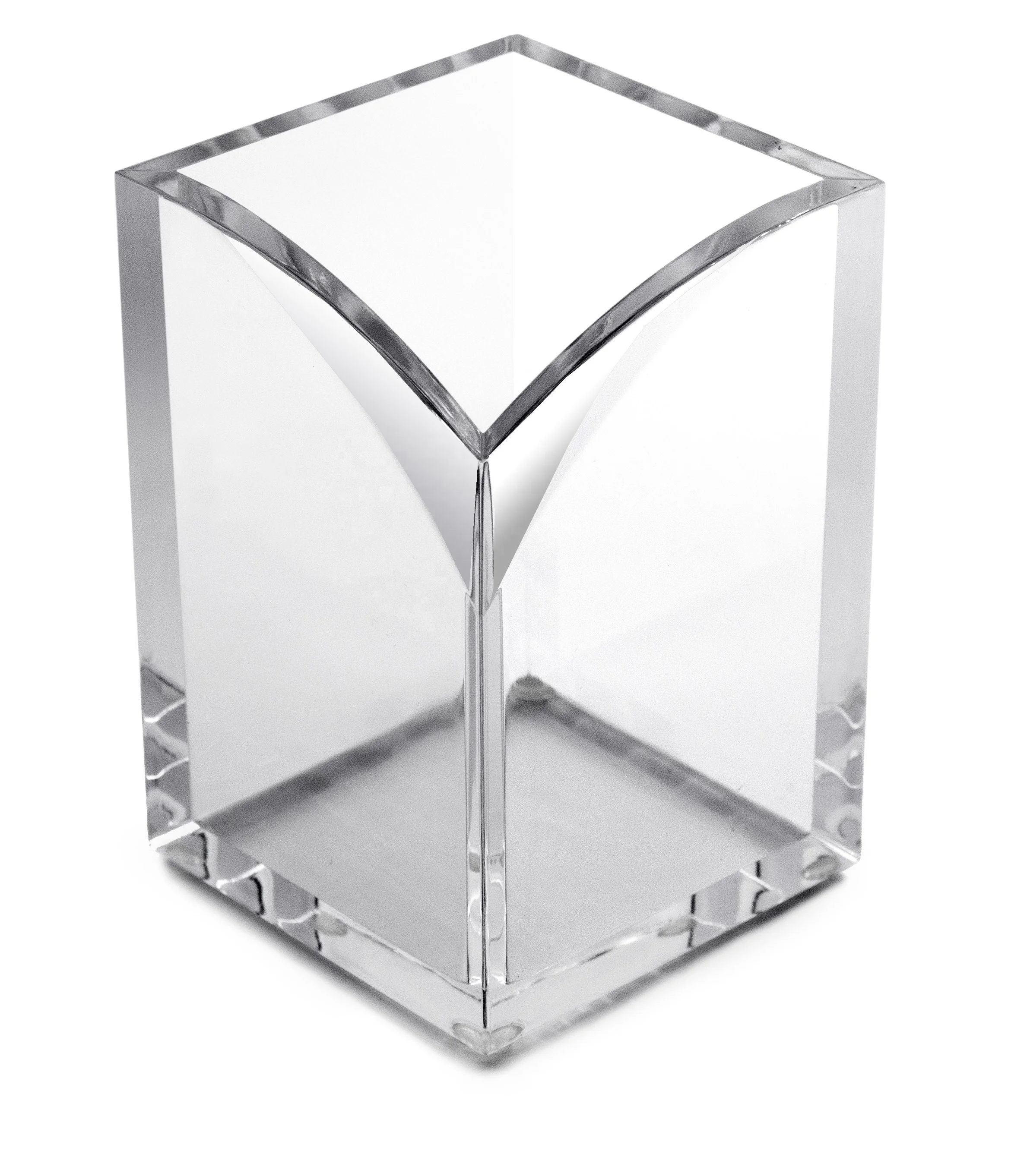 Clear Plastic Acrylic Pen Holder For Office Desktop Stationary Storage ...