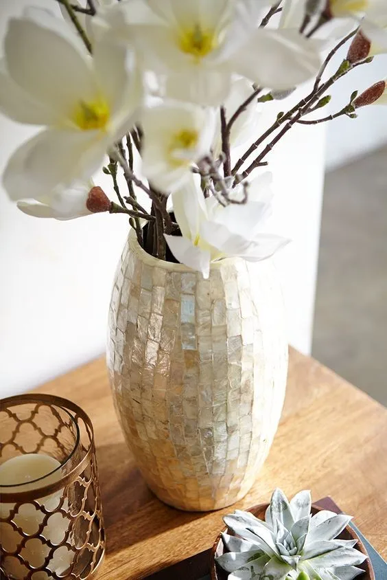 Natural Mother of Pearl Mosaic Vase for Wholesale Flowers - Eco ...